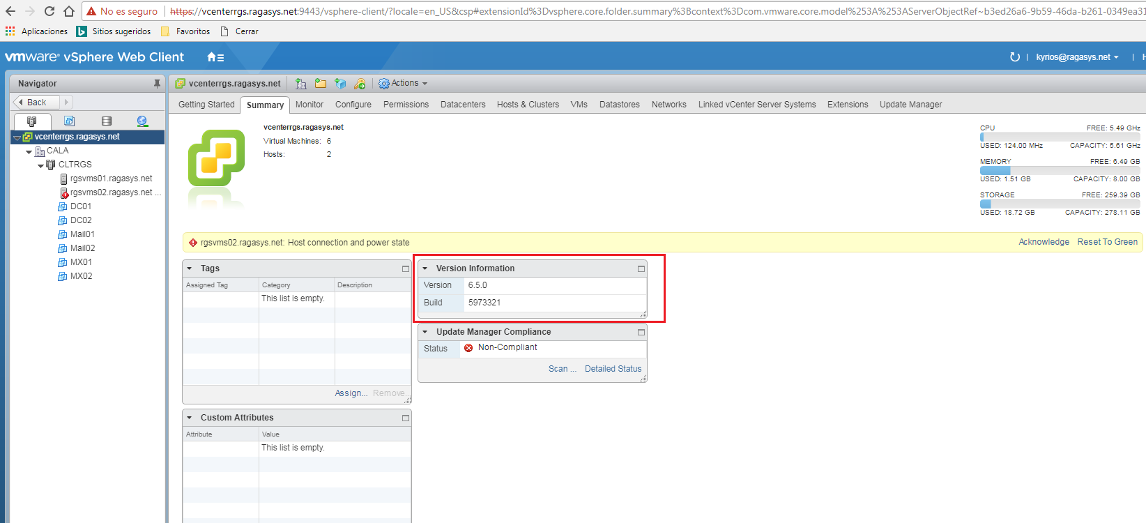 Upgrade de un host VMware vSphere ESXi 6.5.0d a 6.5.0 Update 1 ...