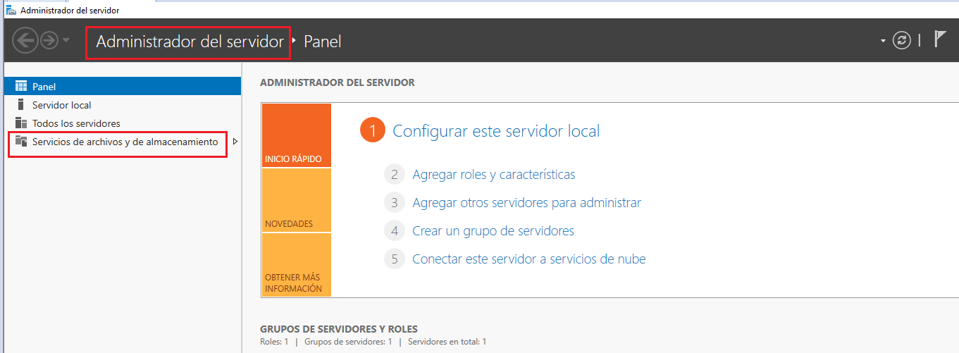 Administración de discos en MS Windows Server 2016 con el Administrador ...