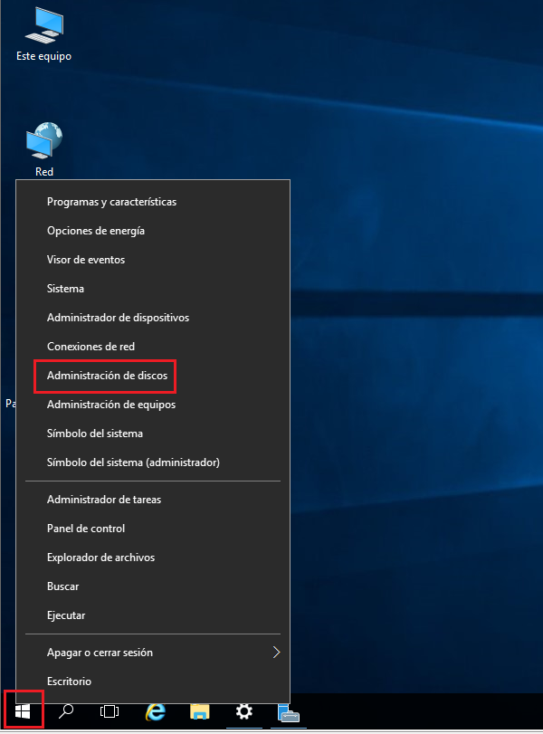 Administración de discos en MS Windows Server 2016 con el Administrador ...