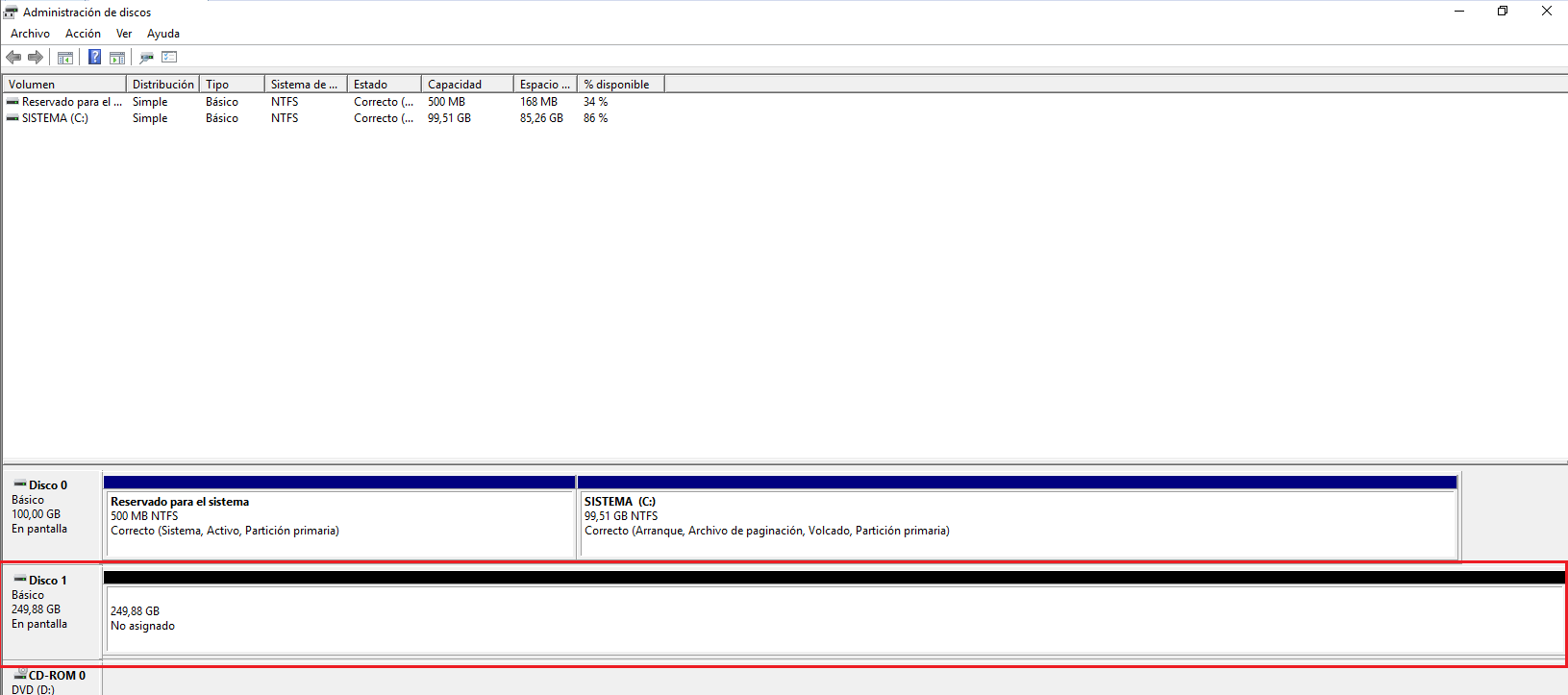 Administración de discos en MS Windows Server 2016 con el Administrador ...