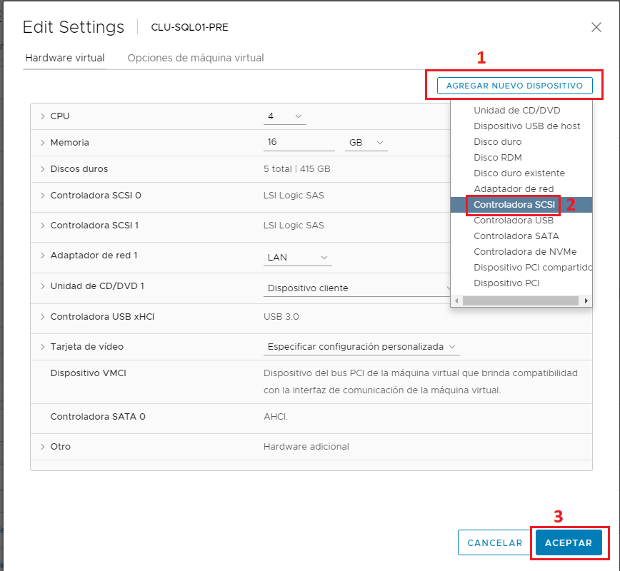 Configurar disco multiescritura en VMware vSphere para Cluster ...