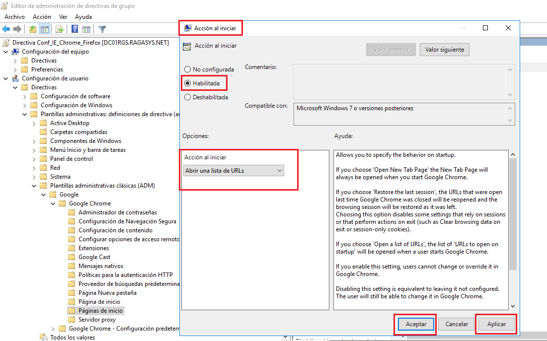 GPO para configurar página de inicio en Internet Explorer, Google ...
