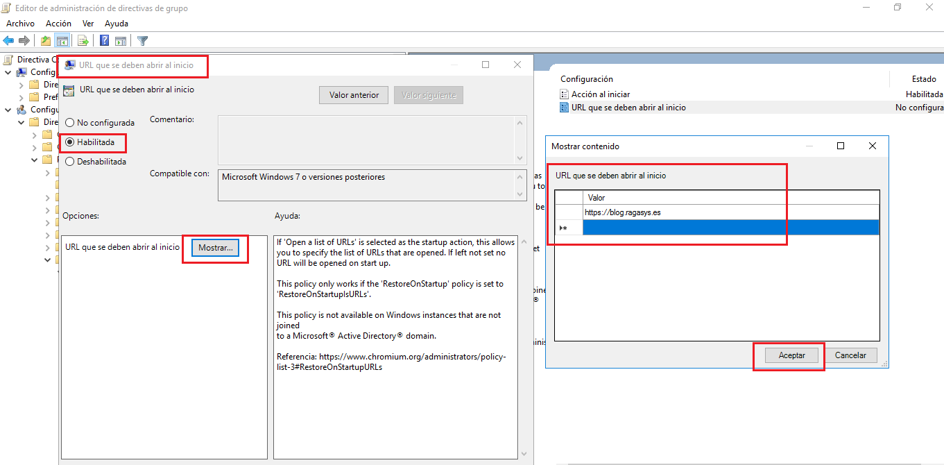 GPO para configurar página de inicio en Internet Explorer, Google ...
