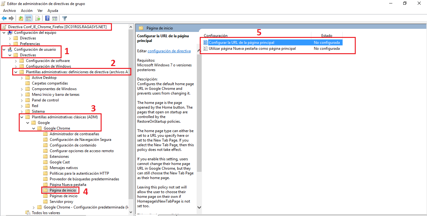 GPO para configurar página de inicio en Internet Explorer, Google ...