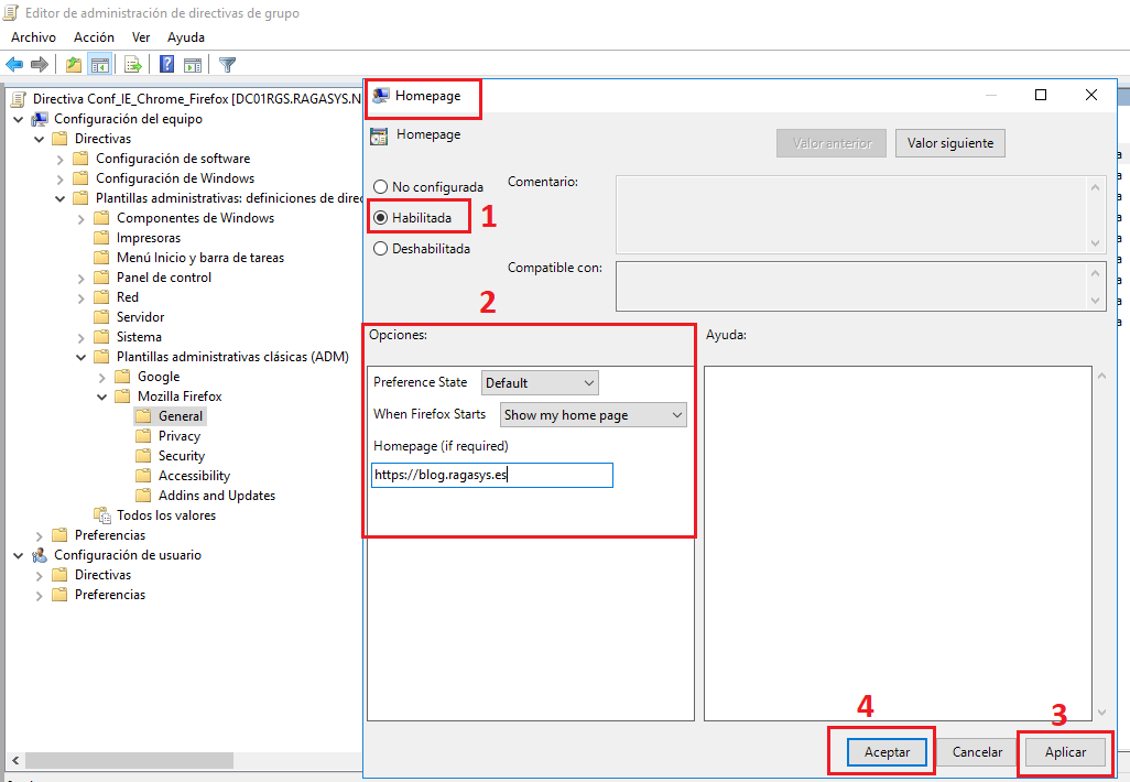 GPO para configurar página de inicio en Internet Explorer, Google ...