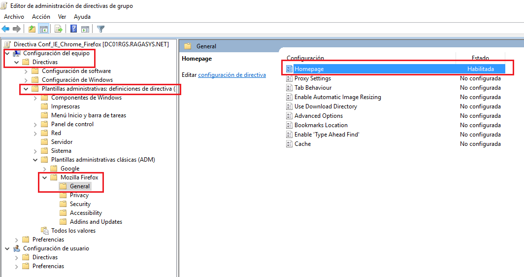 GPO para configurar página de inicio en Internet Explorer, Google ...