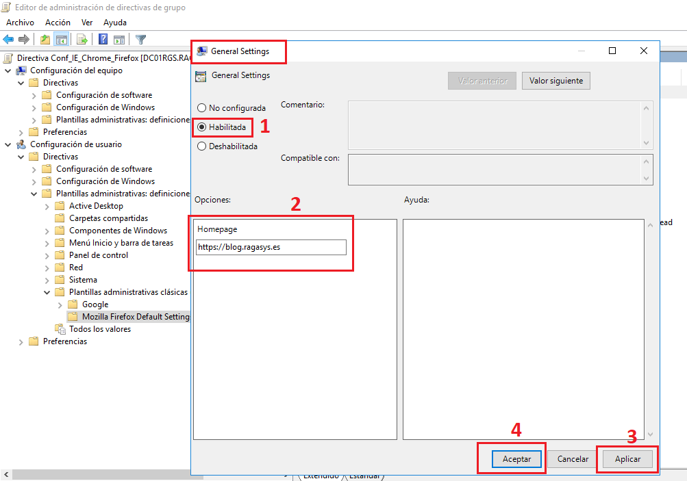 GPO para configurar página de inicio en Internet Explorer, Google ...