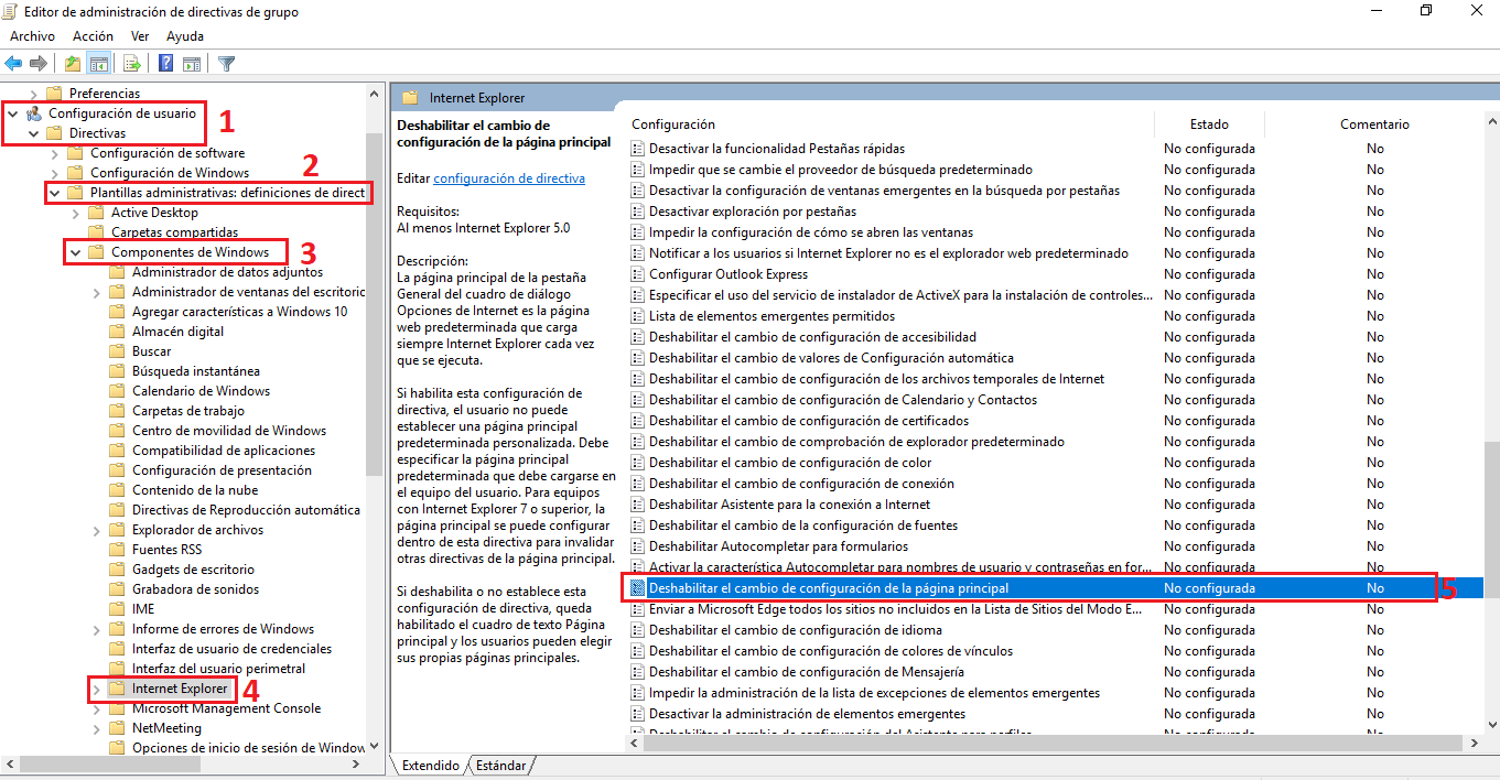 GPO para configurar página de inicio en Internet Explorer, Google ...