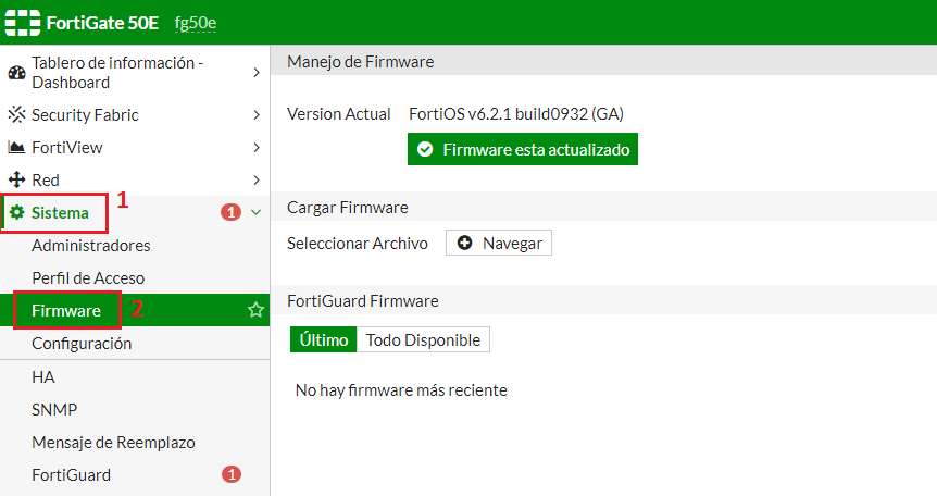 Configuración Fortigate – Sistema – RAGASYS SISTEMAS