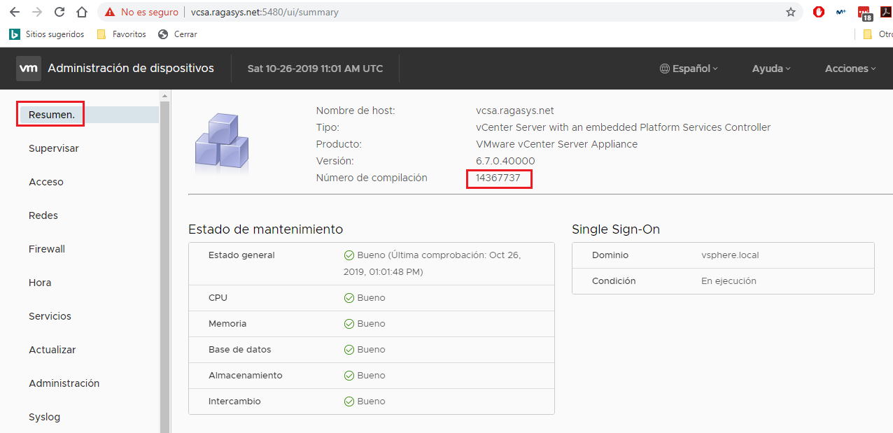 Upgrade VCSA a la última release 6.7 Update 3a – RAGASYS SISTEMAS