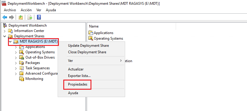 MDT – Crear Deployment Share y Configuraciones iniciales – RAGASYS SISTEMAS