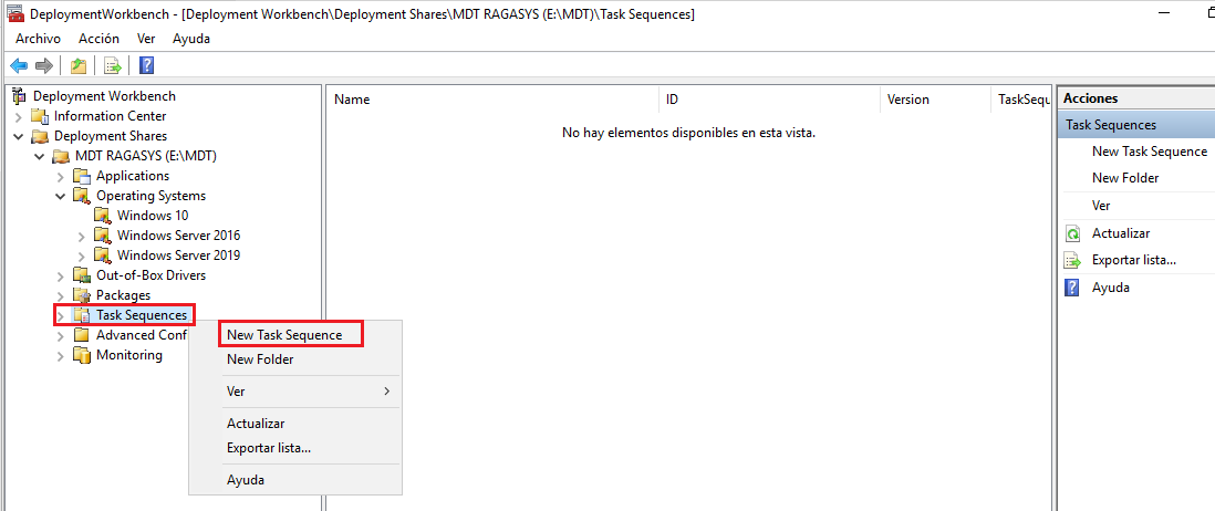 MDT – Crear Task Sequences – RAGASYS SISTEMAS