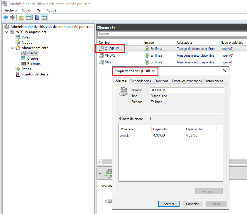 Failover Cluster para Hyper-V en alta disponibilidad – RAGASYS SISTEMAS