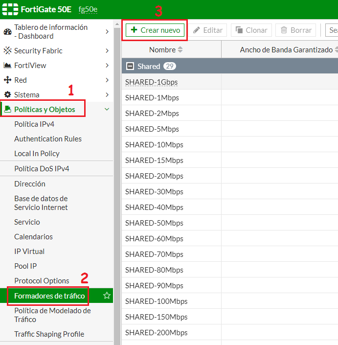 Configuración Fortigate – Limitar ancho de banda con Traffic Shaping ...