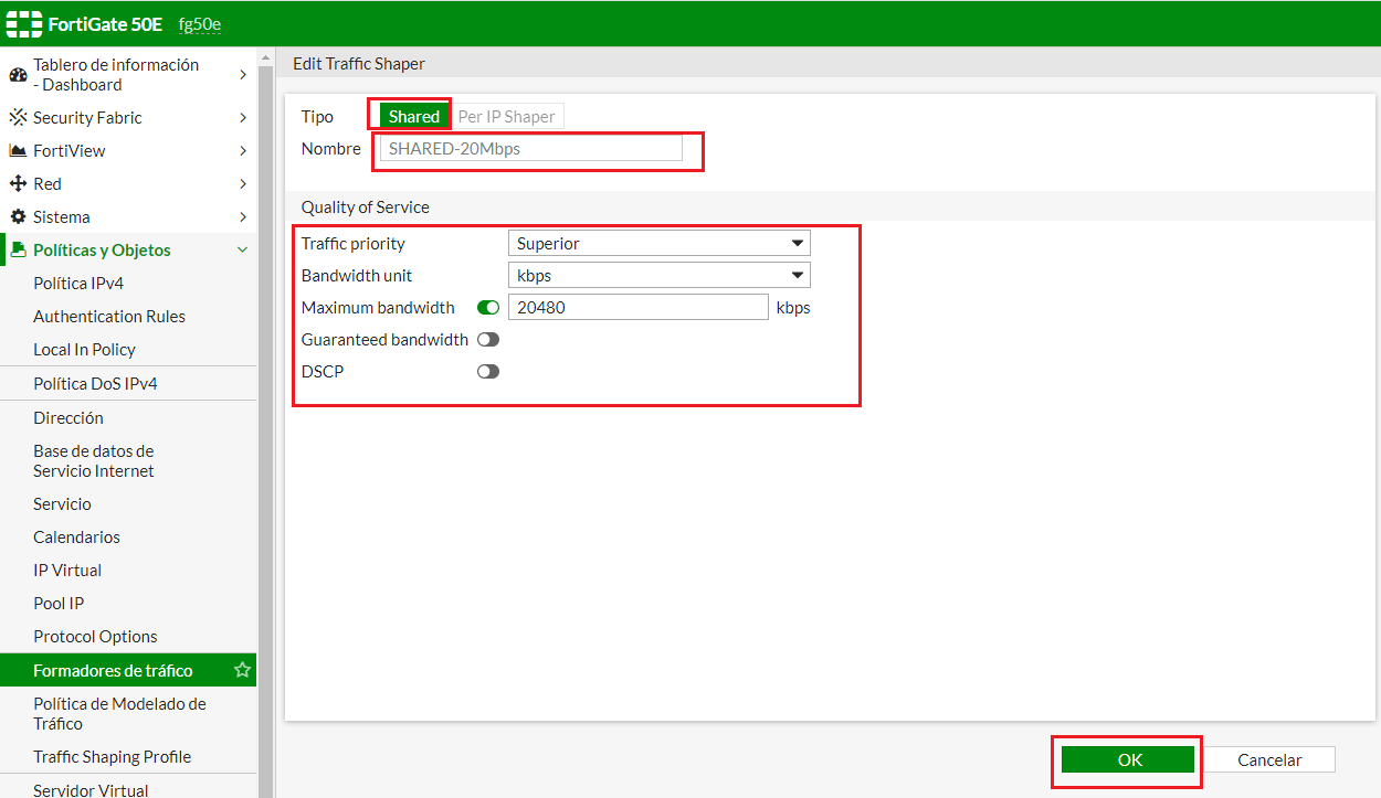 Configuración Fortigate – Limitar ancho de banda con Traffic Shaping ...