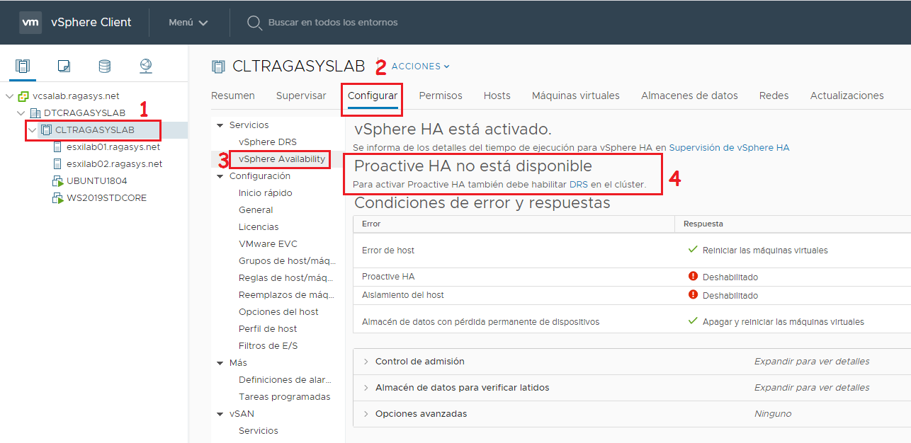 Crear y gestionar un clúster de HA y DRS en VMware vSphere 6.7 ...