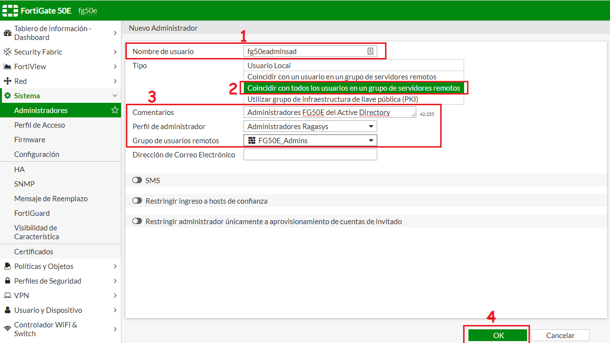 Configuración Fortigate – Acceso al Fortigate con Usuarios del Active ...