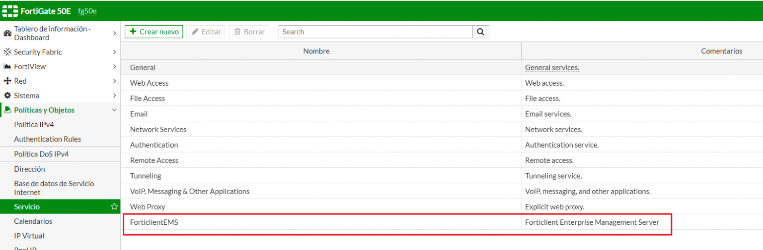 Configuración de puertos Forticlient EMS en Firewall Fortigate ...