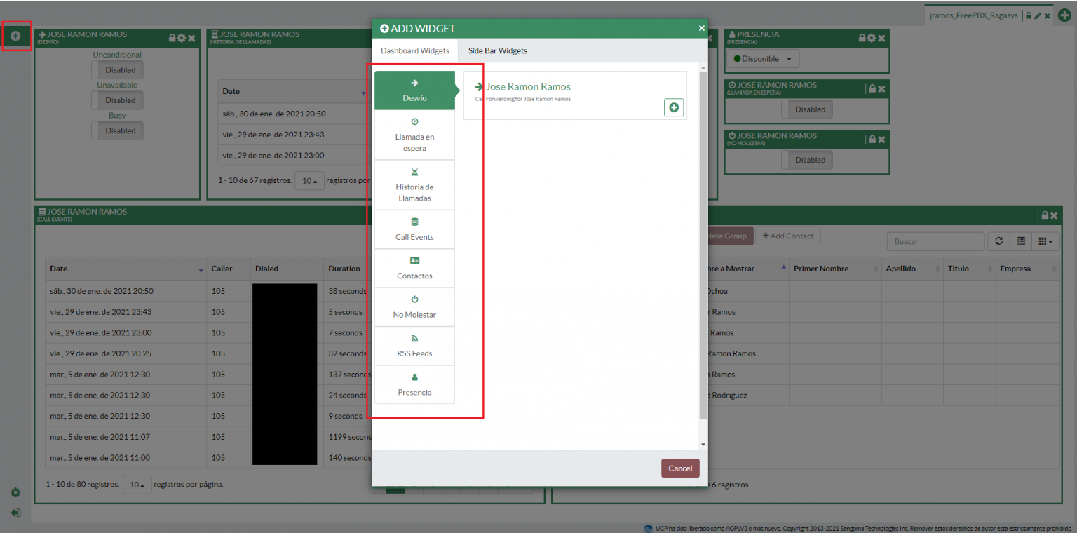FreePBX – Panel de Control de Usuario (UCP) – RAGASYS SISTEMAS