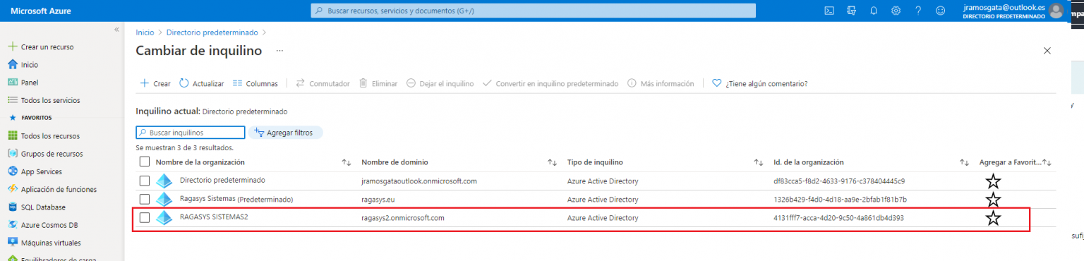 Microsoft Azure – Azure Active Directory – Crear Inquilino – RAGASYS ...