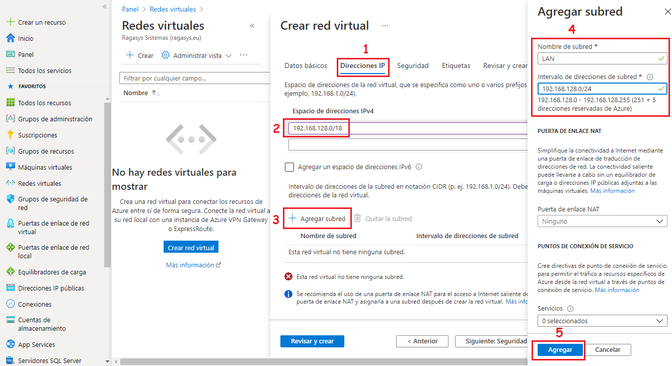AZURE – Redes Virtuales – RAGASYS SISTEMAS