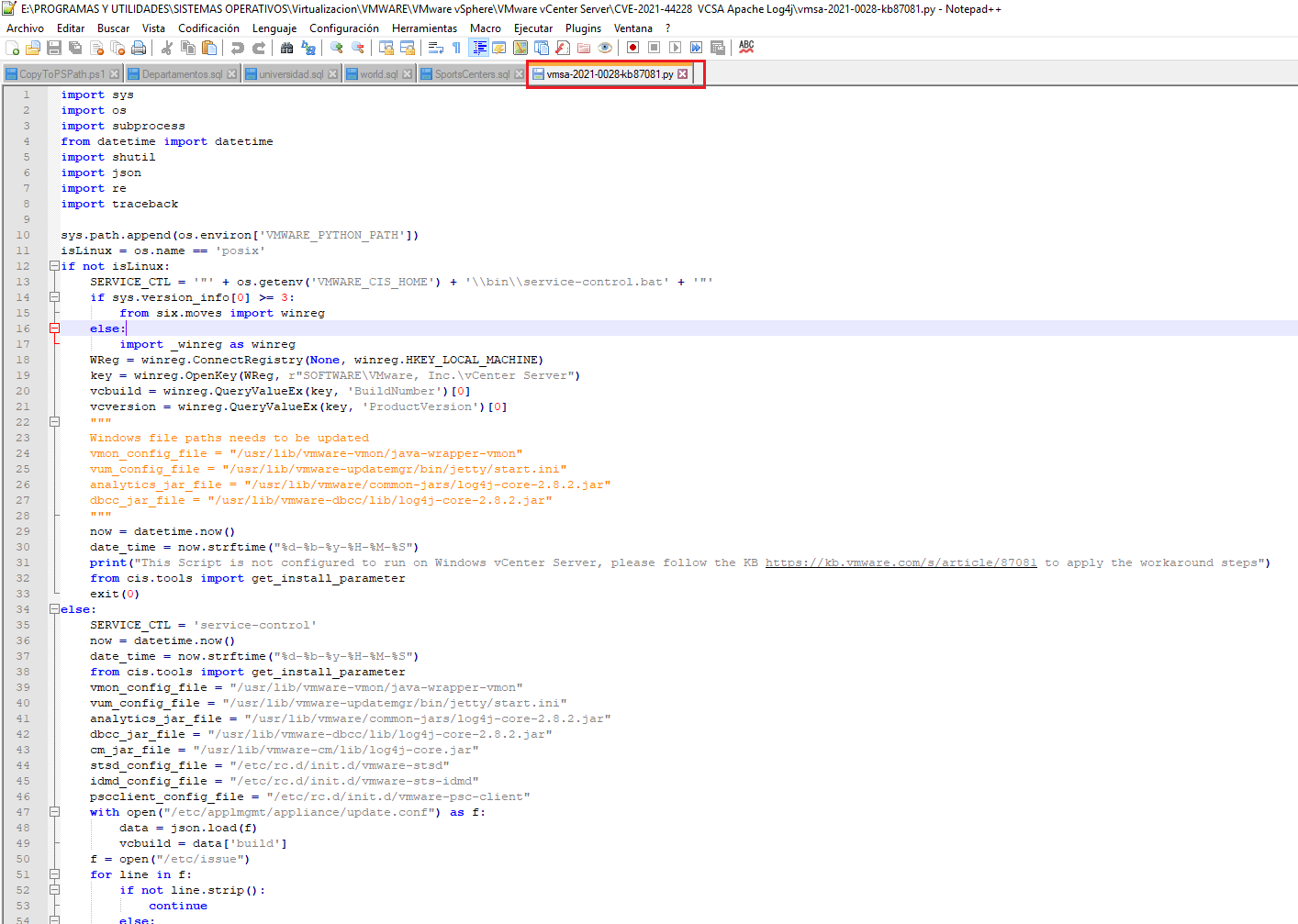 vCENTER SERVER APPLIANCE – CVE-2021-44228 y CVE-2021-45046 – Remote code execution vulnerability ...
