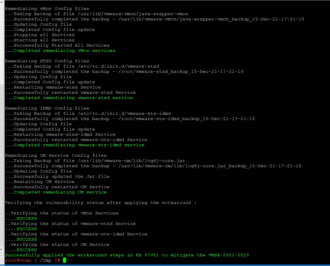 vCENTER SERVER APPLIANCE – CVE-2021-44228 y CVE-2021-45046 – Remote ...