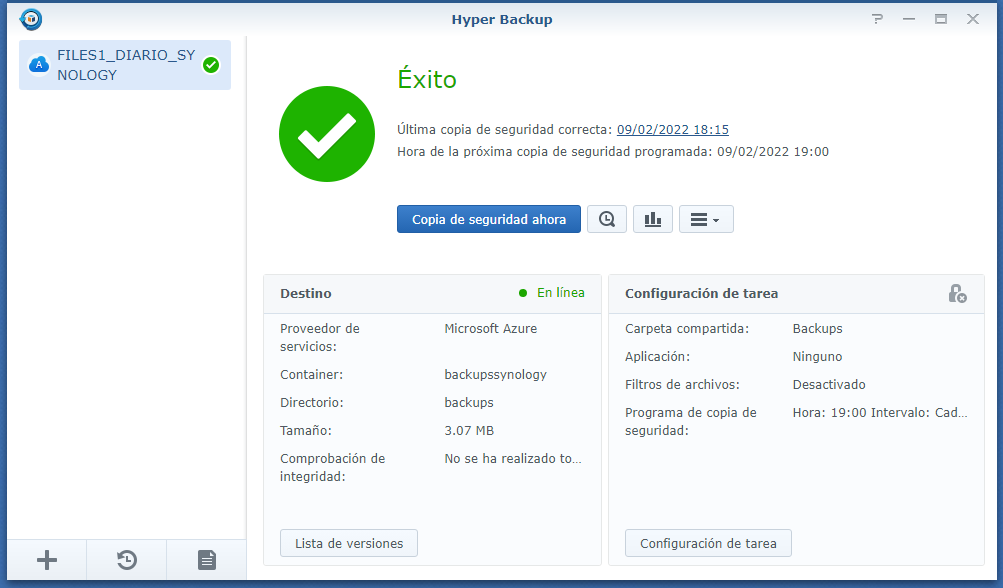 Backups de NAS Synology en Azure Storage – RAGASYS SISTEMAS
