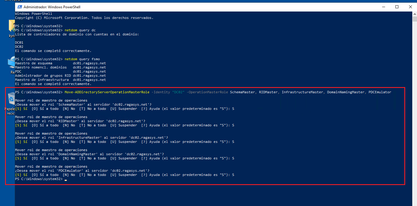 Transferir roles FSMO entre Controladores de dominio con PowerShell ...
