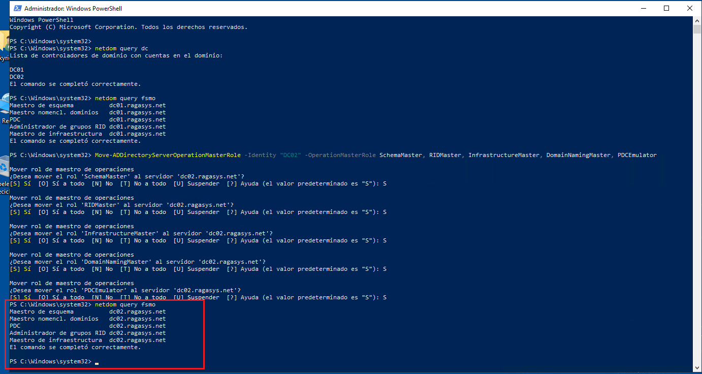 Transferir roles FSMO entre Controladores de dominio con PowerShell ...