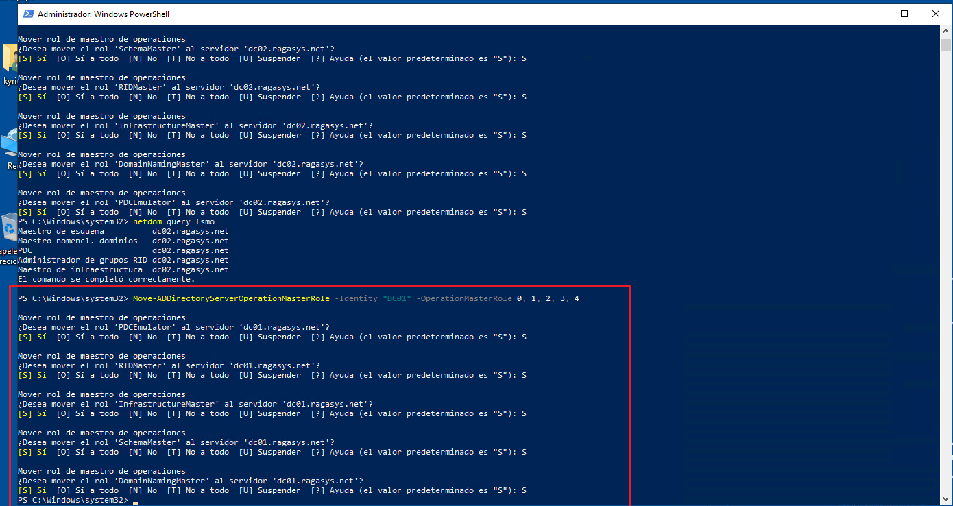 Transferir roles FSMO entre Controladores de dominio con PowerShell ...