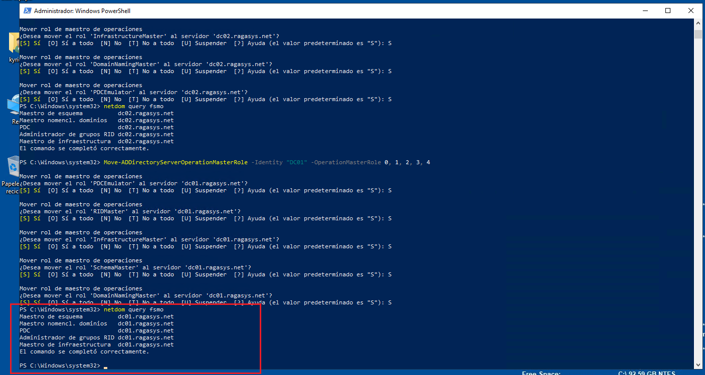 Transferir roles FSMO entre Controladores de dominio con PowerShell ...