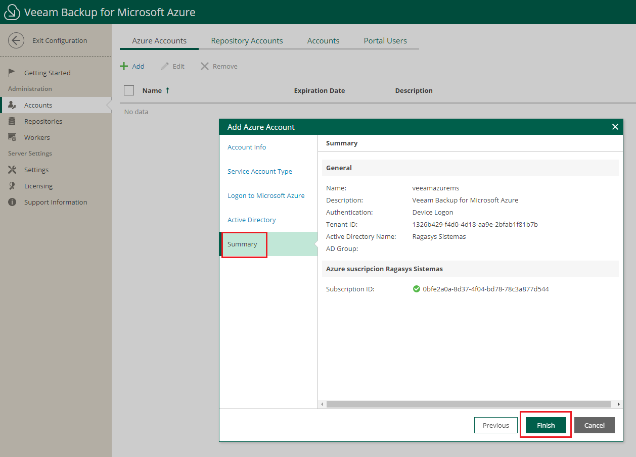 Veeam Backup for Microsoft Azure – Configuración – RAGASYS SISTEMAS