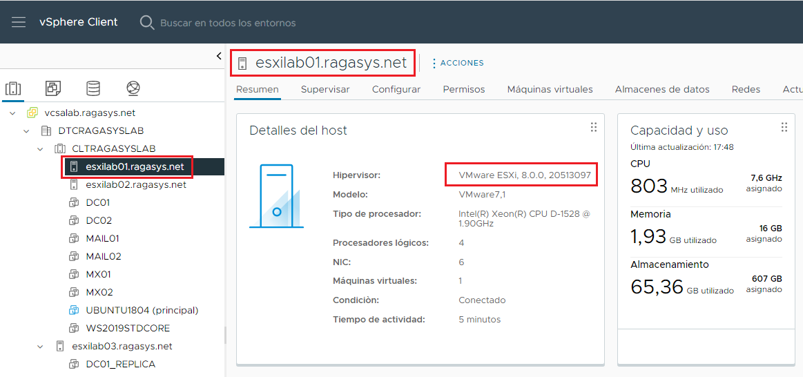 Upgrade de un host VMware vSphere ESXi 7.0 a 8.0 – RAGASYS SISTEMAS