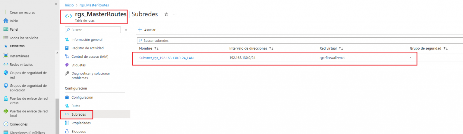 Desplegar y configurar tabla de rutas en Azure – RAGASYS SISTEMAS