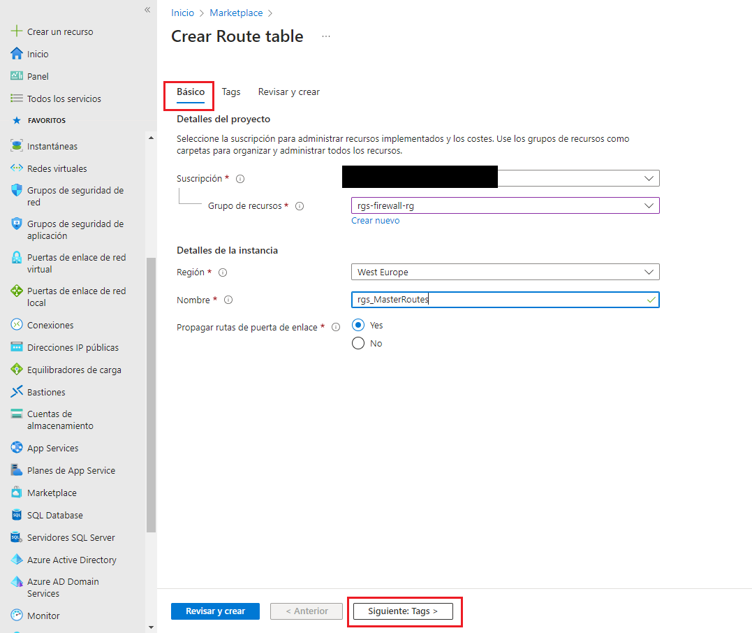 Desplegar y configurar tabla de rutas en Azure – RAGASYS SISTEMAS