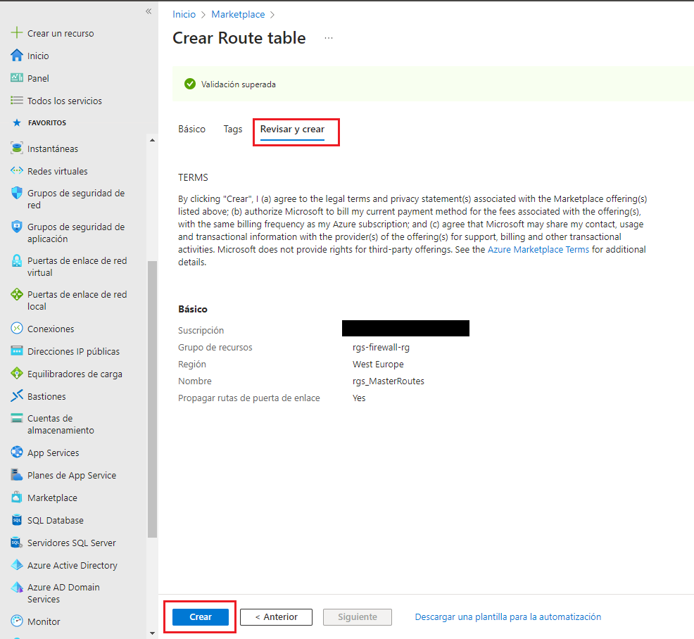 Desplegar y configurar tabla de rutas en Azure – RAGASYS SISTEMAS