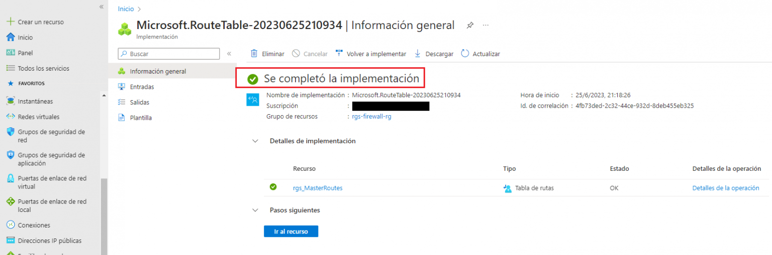 Desplegar y configurar tabla de rutas en Azure – RAGASYS SISTEMAS