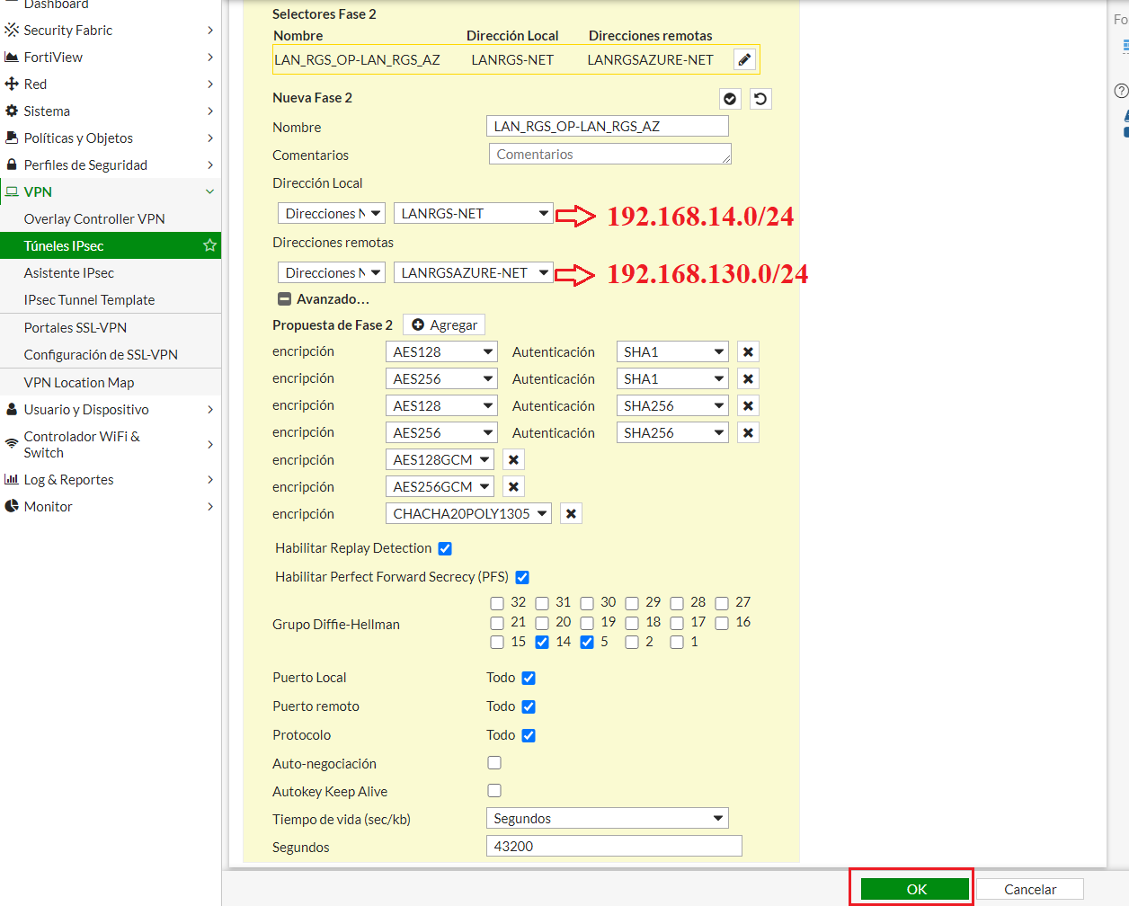 VPN site to site IPSEC entre Fortigate on-premise y Fortigate Azure ...