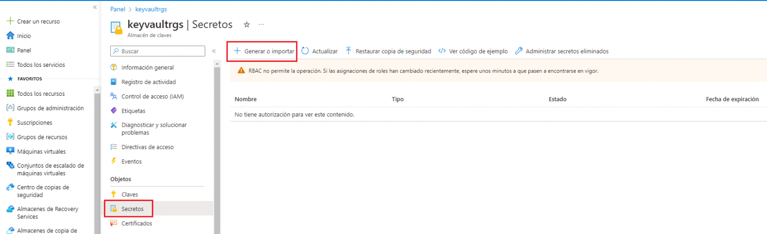 Crear y configurar un almacén de claves en Azure – RAGASYS SISTEMAS