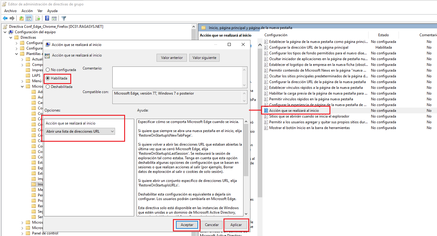 GPO para configurar página de inicio en Microsoft Edge, Google Chrome y ...