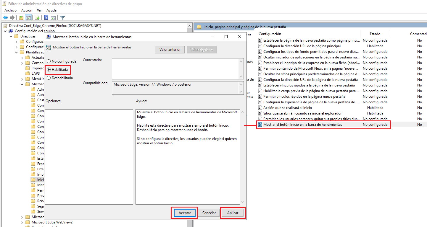 GPO para configurar página de inicio en Microsoft Edge, Google Chrome y ...
