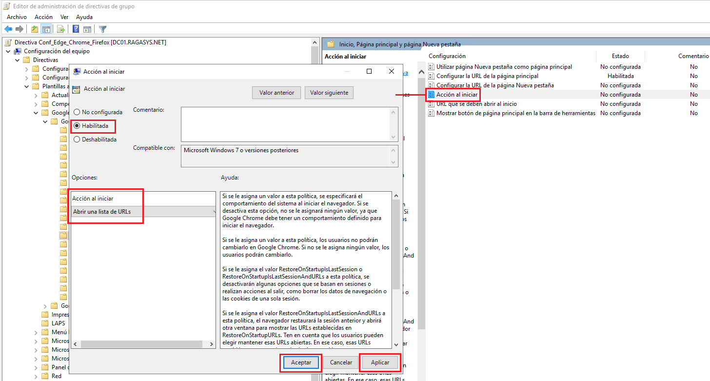 GPO para configurar página de inicio en Microsoft Edge, Google Chrome y ...