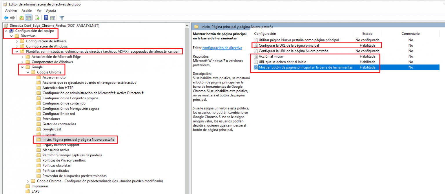 GPO para configurar página de inicio en Microsoft Edge, Google Chrome y ...