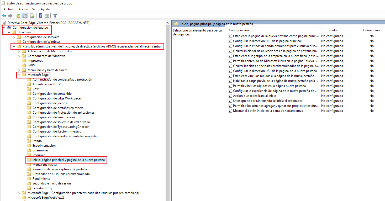 GPO para configurar página de inicio en Microsoft Edge, Google Chrome y ...