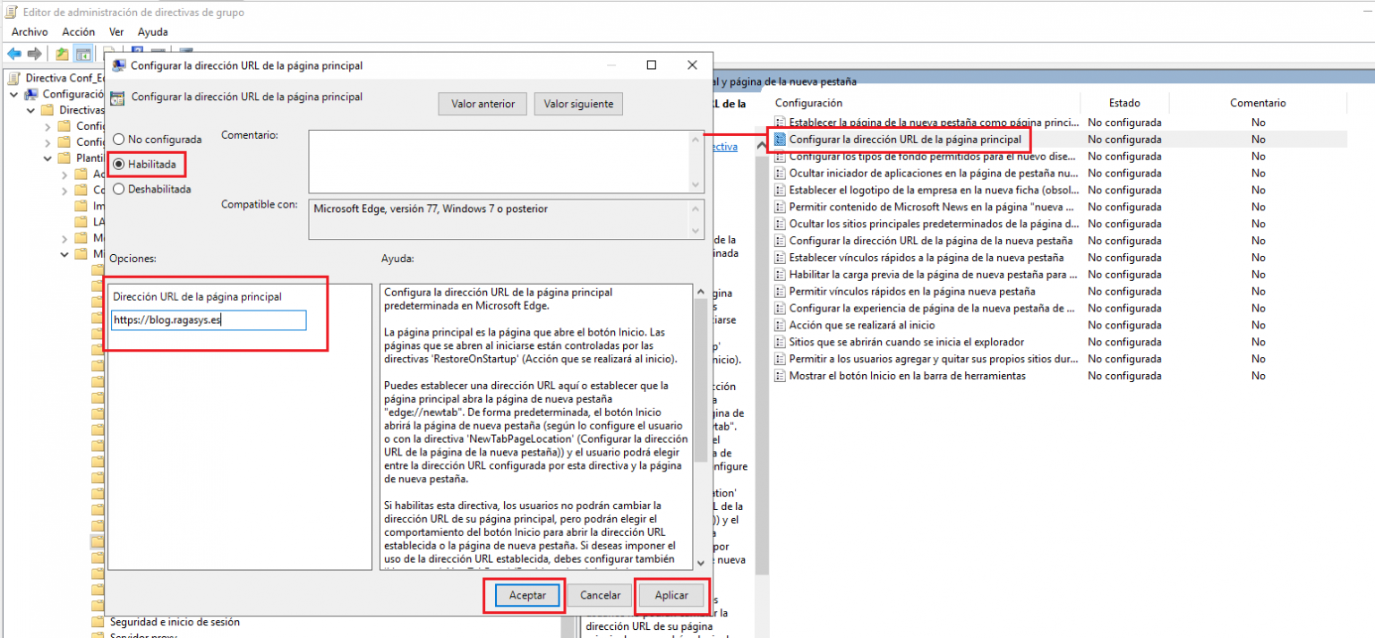 GPO para configurar página de inicio en Microsoft Edge, Google Chrome y ...