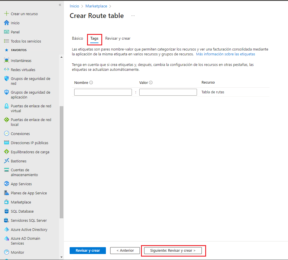 Desplegar y configurar tabla de rutas UDR en Azure – RAGASYS SISTEMAS