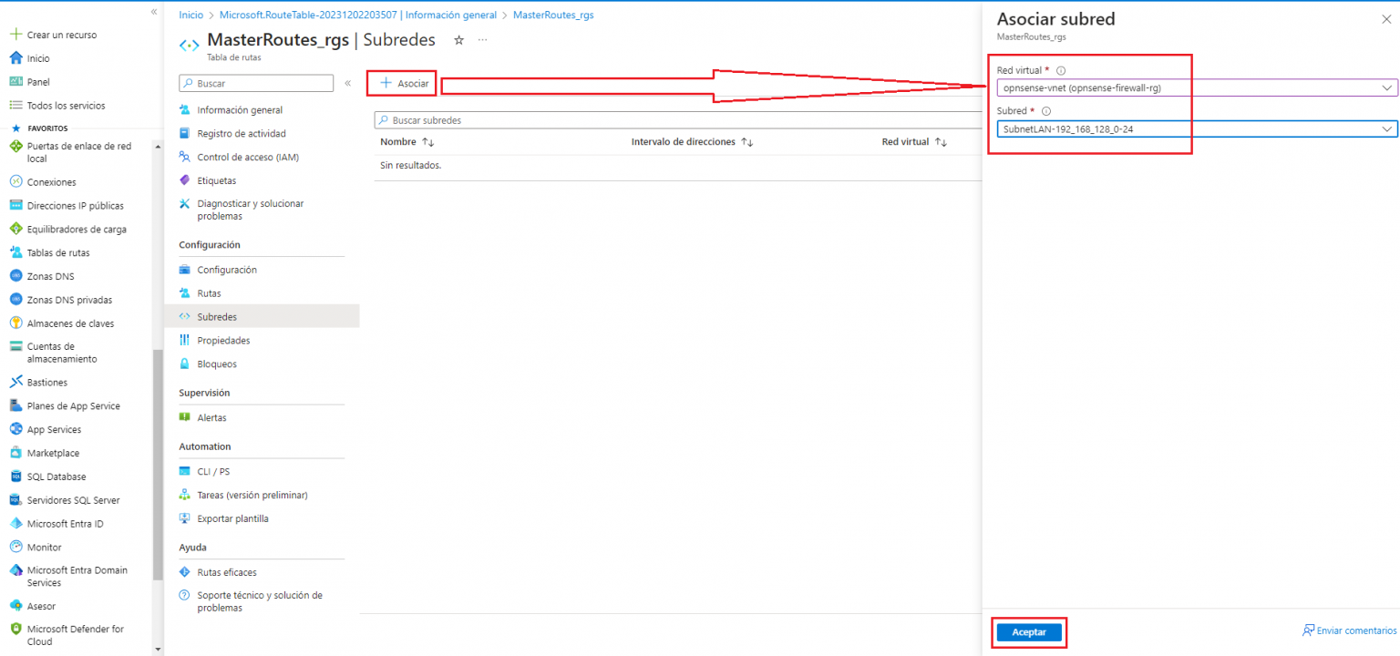 Desplegar y configurar tabla de rutas UDR en Azure – RAGASYS SISTEMAS