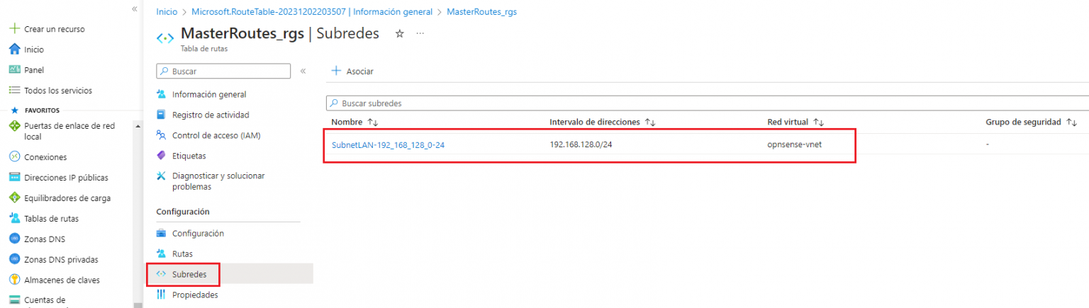 Desplegar y configurar tabla de rutas UDR en Azure – RAGASYS SISTEMAS