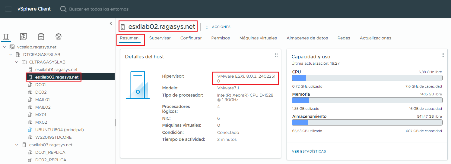 Actualizar VMware vSphere ESXi 8.0 Update 2c a 8.0 Update 3 con ...